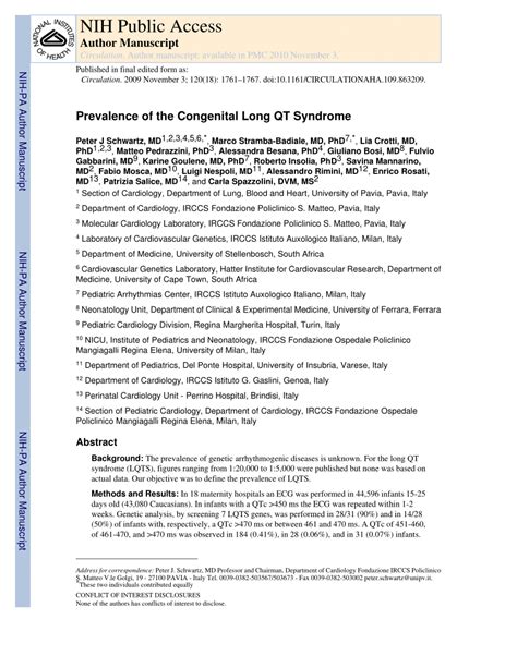 Pdf Prevalence Of The Congenital Long Qt Syndrome