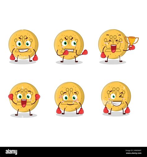 A Sporty Dalgona Candy King Boxing Athlete Cartoon Mascot Design Vector Illustration Stock