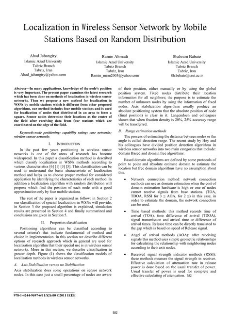 Pdf Localization In Wireless Sensor Network By Mobile Stations Based