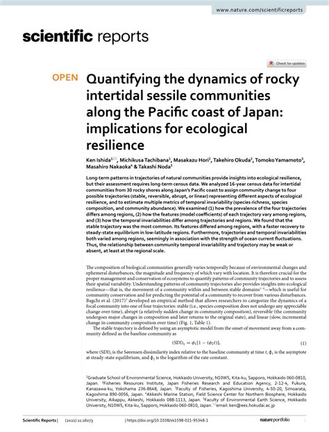 Pdf Quantifying The Dynamics Of Rocky Intertidal Sessile Communities Along The Pacific Coast