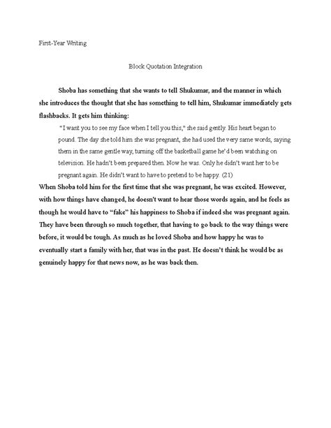 Block Quotation Integration Revised First Year Writing Block Quotation Integration Shoba Has