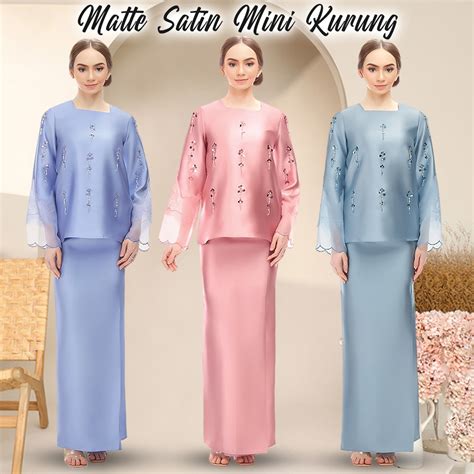 Florence Satin Sulam Kurung Baju Raya 2025moden Pastel Satin Baju