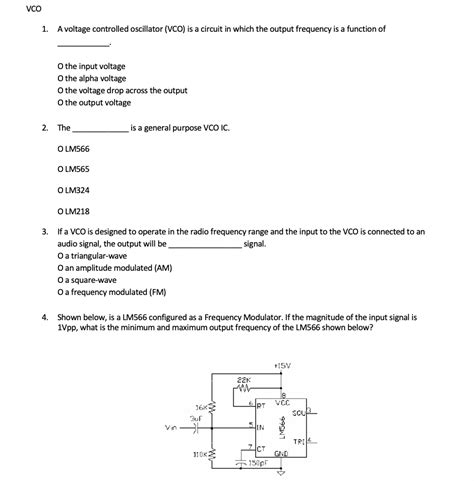 Solved Vco 1 A Voltage Controlled Oscillator Vco Is A