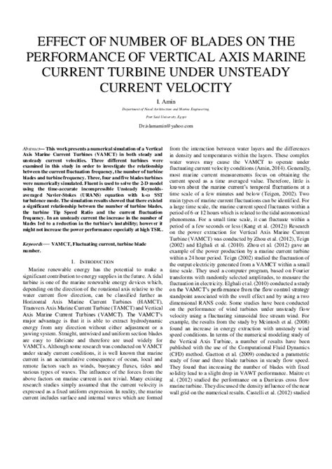 Pdf Effect Of Number Of Blades On The Performance Of Vertical Axis Marine Current Turbine
