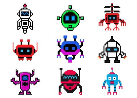 Premium Vector Set Pixel Art Robot Design For Game Assets