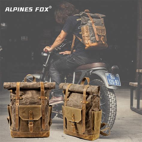 남성용 클래식 빈티지 오토바이 사이드 백 캔버스 가죽 안장 가방 오프로드 모토 숄더 메신저 노트북 백팩 Aliexpress