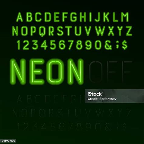 Font Alfabet Tabung Neon Hijau Huruf Warna Neon Angka Dan Simbol