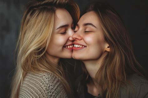 Premium Photo Portrait Of Beautiful Happy Cheerful Lesbian Couple