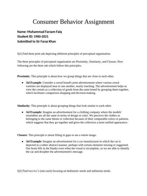 Consumer Behavior Assignment Pdf