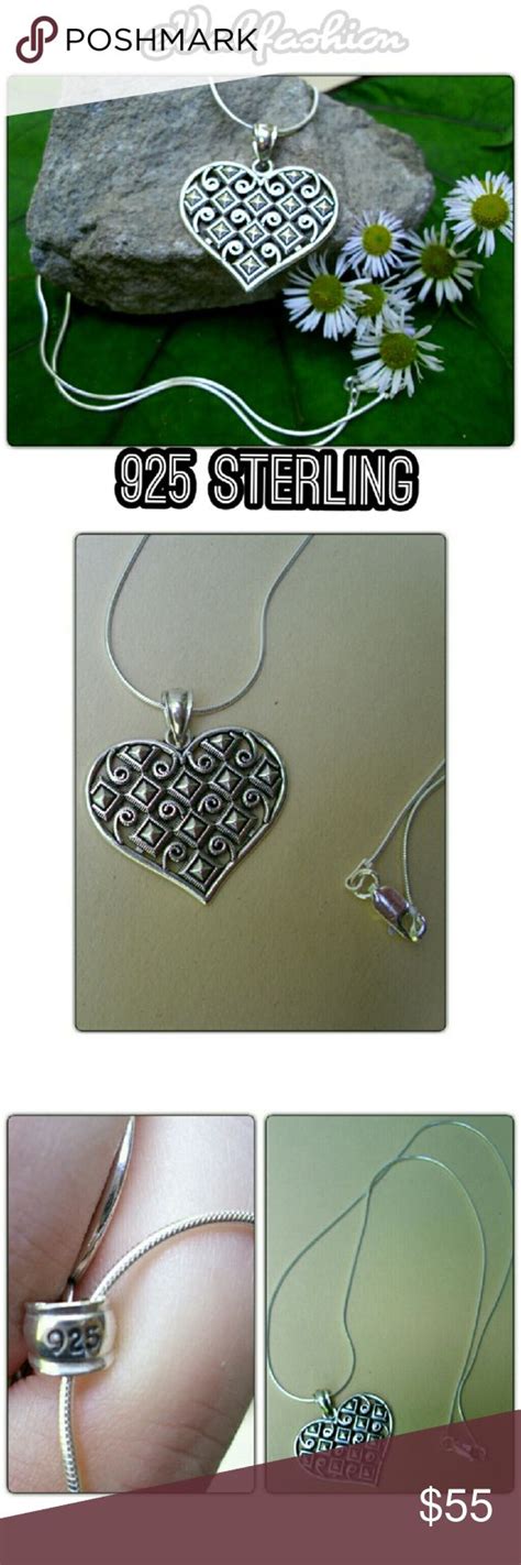 Large Sterling Silver Heart Necklace💖 Womens Jewelry Necklace Heart