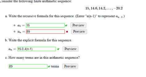 Solved Consider The Following Finite Arithmetic Sequence Chegg
