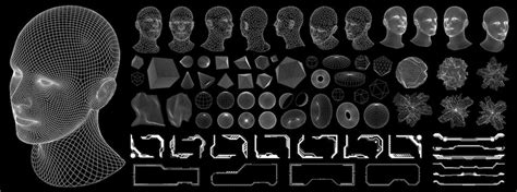 Premium Vector Retro Futuristic Design Elements 3d Wireframe Shapes Cyberpunk Windows And