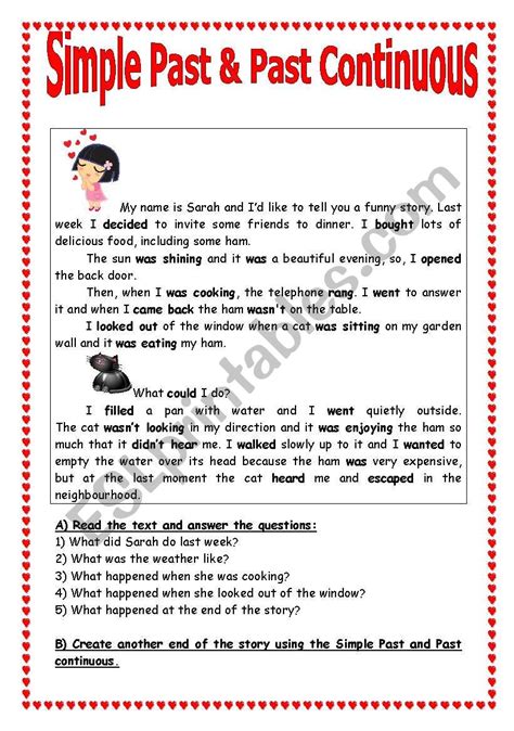 Story Activities Past Simple And Past Continuous 12 Esl Worksheet