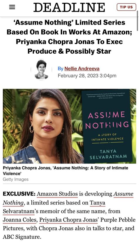 priyanka chopra s next hollywood project as lead will be amazon s limited series ‘assume nothing
