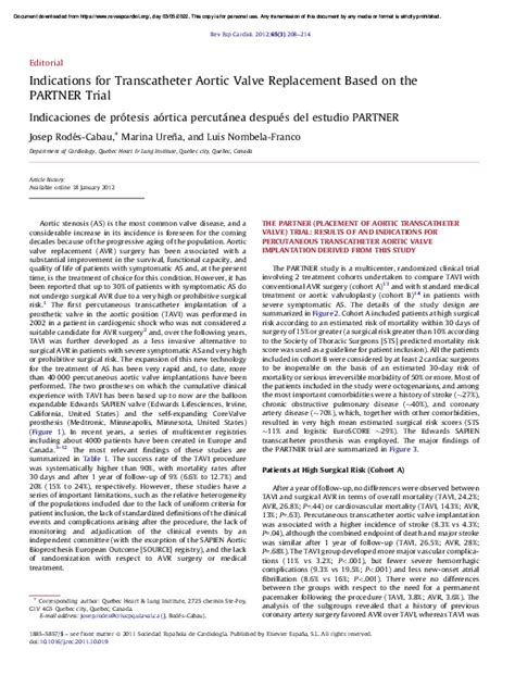 Pdf Indications For Transcatheter Aortic Valve Replacement Based On