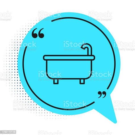 Ilustración De Icono De Bañera De Línea Negra Aislado Sobre Fondo
