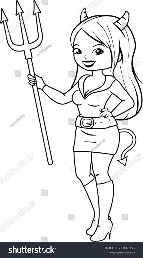 Woman Halloween Devil Costume Vector Black Stock Vector Royalty Free