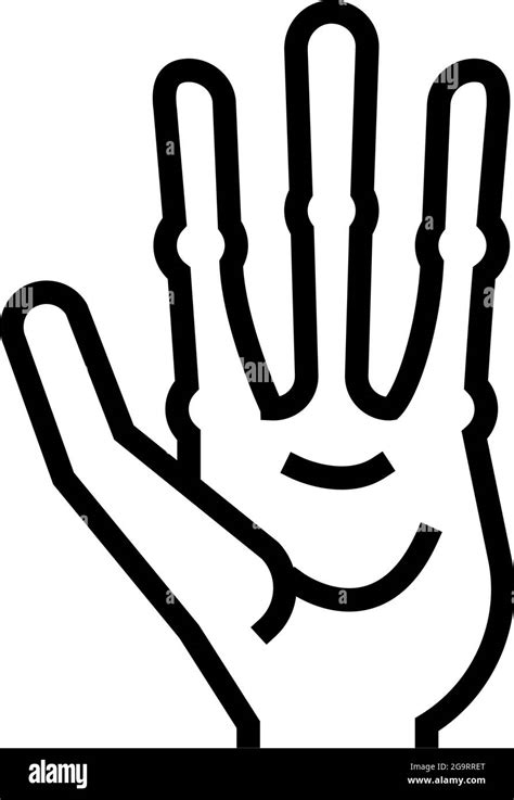 Alien Hand With Four Fingers Line Icon Vector Illustration Stock Vector