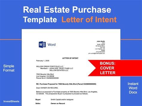 Unlock The Best Real Estate Letter Of Intent Template Investsheets