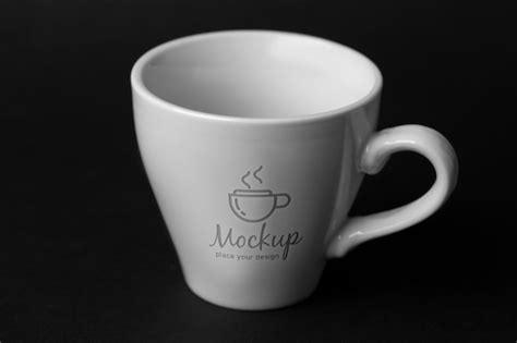 Premium Psd View Of Ceramic Cup With Engraved Mock Up Design