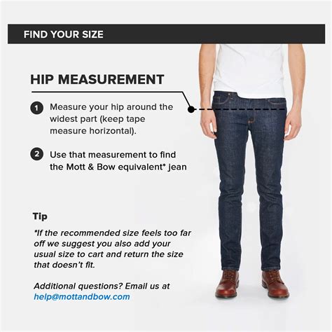 Jeans Size Chart For Men And Women Mott And Bow