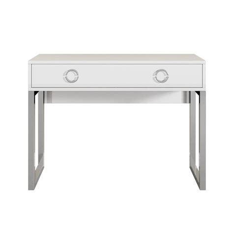 Bureau Console Avec 2 Tiroirs Collection Melton Coloris Blanc Pieds En
