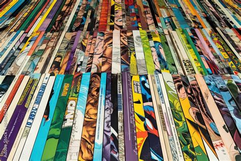 Stack Old Textured Colorful Hobby Collection Abstract Comic Paper Books