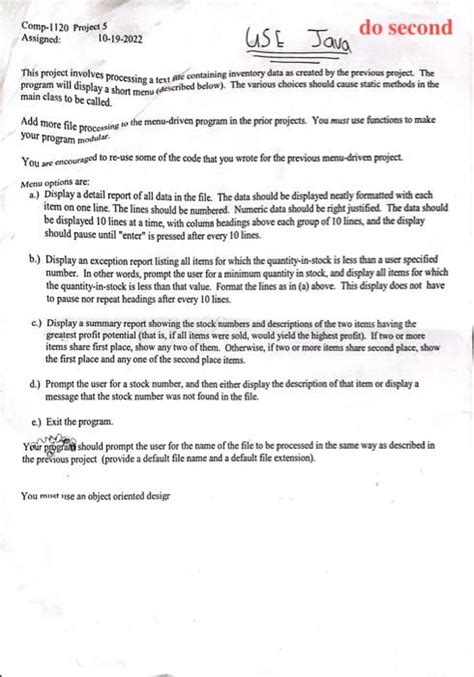 Solved This Project Involves Creating A Text File Containing