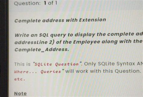 Question 1 Of 1 Complete Address With StudyX
