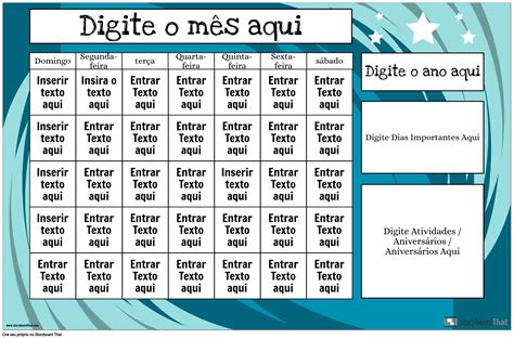 Cartaz do Calendário 1 Storyboard por pt examples