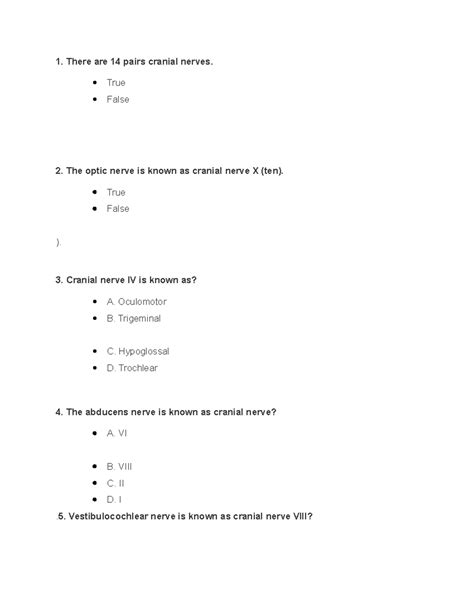 cranial nerves questions there are 14 pairs cranial nerves true