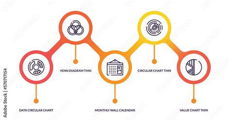 Set Of Business And Analytics Outline Icons With Infographic Template