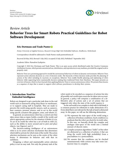 Pdf Behavior Trees For Smart Robots Practical Guidelines For Robot Software Development
