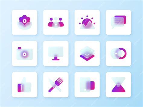 Premium Vector User Interface Glassmorphism Blur Effect Icon Collection