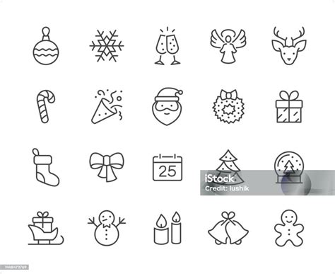 크리스마스 아이콘 세트입니다 편집 가능한 획 두께 픽셀 완벽한 아이콘입니다 25에 대한 스톡 벡터 아트 및 기타 이미지 25 겨울 계절 Istock