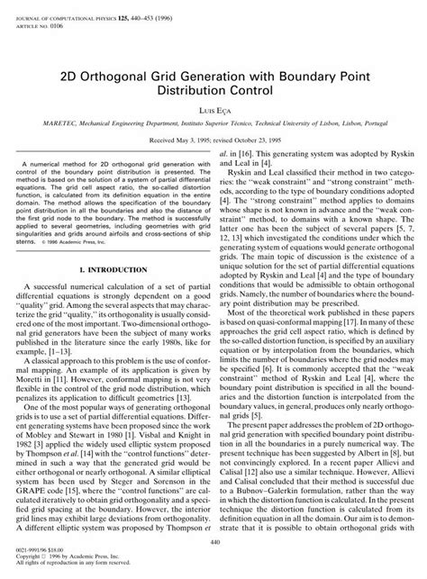 Pdf 2d Orthogonal Grid Generation With Boundary Point Distribution