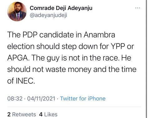 Anambra Election Why Pdp Candidate Ozigbo Should Step Down Adeyanju