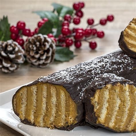 Tronco De Navidad Con Galletas Y Dulce De Leche Sin Horno