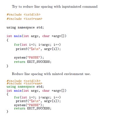 How Do I Reduce Line Spacing In Listing Using `inputminted` Command