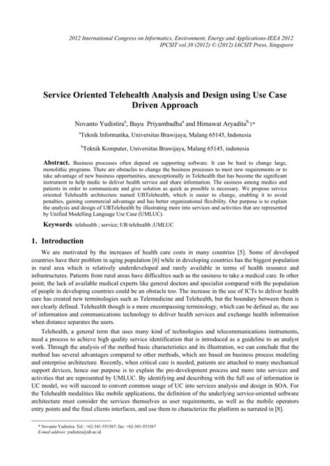 pdf service oriented telehealth analysis and design using use case