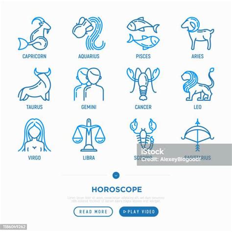 별자리 얇은 선 아이콘 세트입니다 조디악 징후 염소 자리 물병자리 양자리 물고기 자리 처녀 자리 처녀 자리 처녀 자리 천칭 자리