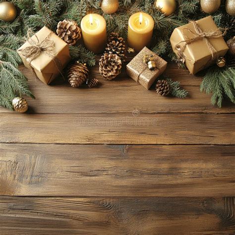 The Christmas Decorations On Wooden Table Stock Illustration