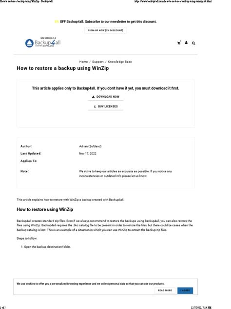 how to restore a backup using winzip backup4all pdf zip file
