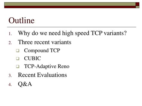 ppt a survey of recent high speed tcp variants powerpoint