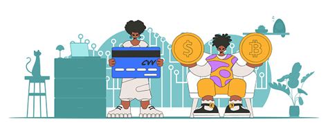 디지털 화폐 자산과의 상호 작용 관리의 주제 한 그룹의 사람들이 암호화 자산과 상호 작용합니다 경영자에 대한 스톡 벡터 아트 및