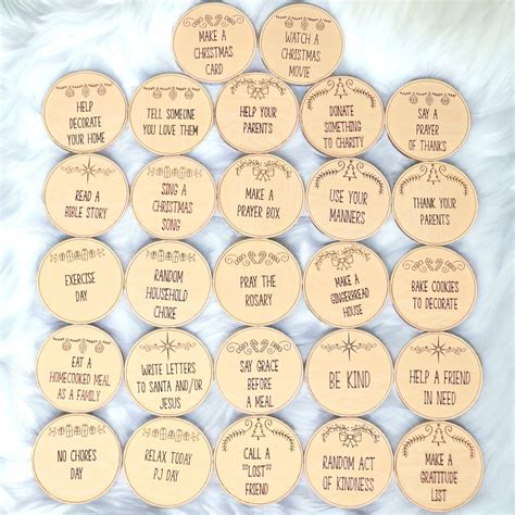 Custom Advent Tokens Christmas Activity Tokens Christmas Fun For
