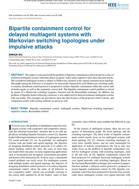 Pdf Bipartite Containment Control For Delayed Multiagent Systems With Markovian Switching