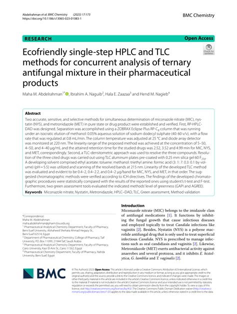 Pdf Ecofriendly Single Step Hplc And Tlc Methods For Concurrent