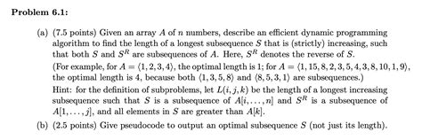 Solved Problem A Points Given An Array A Of N Chegg