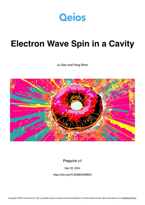 Pdf Electron Wave Spin In A Cavity